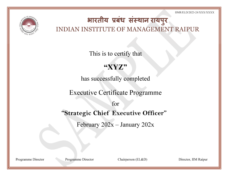 Executive Certificate Programme For CMO Course Certificate